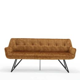 Pharao24.de Essbank Ockergelb Velours in modernem Design 180 cm breit in Ocker 180x82x62 cm Pharao24