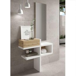 Pharao24.de Design Flur Set in Wei&szlig; und Wildeichefarben modern (zweiteilig)