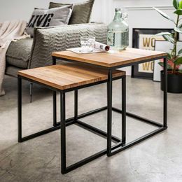 Pharao24.de Zwei Wohnzimmertische im Industry und Loft Stil 47 cm hoch (zweiteilig)