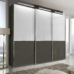 Pharao24.de Design Schwebet&uuml;renschrank in Braun und Wei&szlig; 280 cm breit