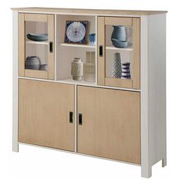 Pharao24.de Wohnzimmer Highboard in Wei&szlig; Kiefer massiv Skandi Design