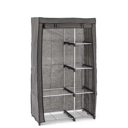 Pharao24.de Standregal mit Stoffbezug Dunkelgrau und Alufarben