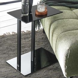 Pharao24.de Glas Anstelltisch in Schwarz Sicherheitsglas & Metall