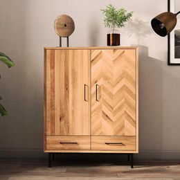 Pharao24.de Wohnzimmer Highboard aus Wildeiche Massivholz Skandi Design