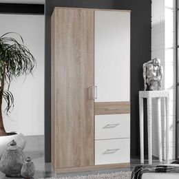 Pharao24.de Kleiderschrank Jugendzimmer in Eiche S&auml;gerau und Wei&szlig; drei Schubladen