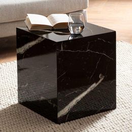 Pharao24.de Beitisch Sofa Beistelltisch in Schwarz und Marmor Optik