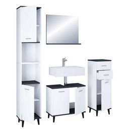 Pharao24.de Bad Set 4-teilig Anthrazit-Wei&szlig; in modernem Design 181 cm hoch (vierteilig)