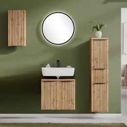 Pharao24.de Wandmontage Badm&ouml;bel Set mit LED Beleuchtung modernem Design (vierteilig)