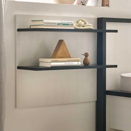 Pharao24.de Bett Ablageregal im Landhausstil Pinie Wei&szlig; und Anthrazit