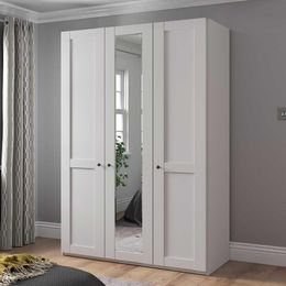 Pharao24.de Kleiderschrank modern Country in Wei&szlig; 150 cm breit - 216 cm hoch