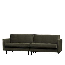 Pharao24.de Wohnzimmer Sofa im Retrostil Dunkelgr&uuml;n Samt
