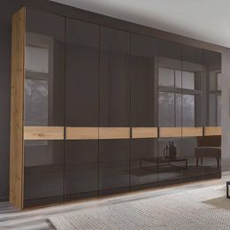 Pharao24.de Kleiderschrank Schlafzimmerkleiderschrank in Dunkelbraun und Eiche Bianco