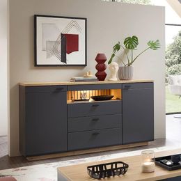 Pharao24.de Gro&szlig;e Kommode Esszimmersideboard mit Dreht&uuml;ren und Metallgriffen
