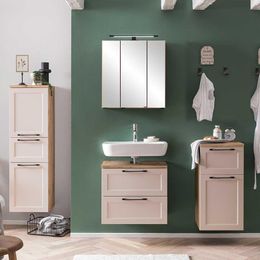 Pharao24.de Badm&ouml;bel Set Badm&ouml;belset im Landhausstil mit Kassetten Optik Front (vierteilig)