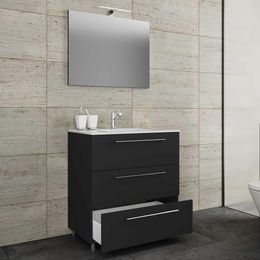Pharao24.de Waschtisch Set inklusive Becken in Schwarz 46 cm tief (zweiteilig)