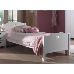 Pharao24.de Kinderzimmerbett in Wei&szlig; lackiert 211 cm tief - 96 cm breit