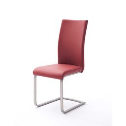 Pharao24.de Freischwinger in Rot Kunstleder Metall (4er Set)