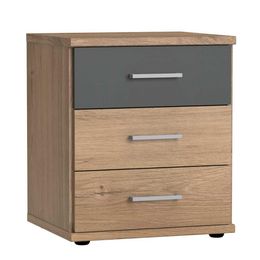 Pharao24.de Moderne Nachtkonsole in Eichefarben und Dunkelgrau 58 cm hoch