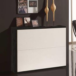Pharao24.de Garderobenschuhschrank in Wei&szlig; und Schwarz zwei Klappen