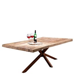 Pharao24.de Tisch Esszimmer aus Teak Recyclingholz Metall Spider Gestell