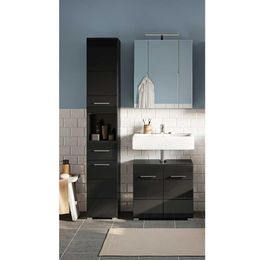 Pharao24.de Waschplatz Set in Schwarz Hochglanz 90 cm breit (dreiteilig)