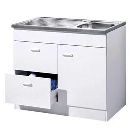 Pharao24.de Sp&uuml;lenschrank in Wei&szlig; 100 cm breit aus Spanplatte 100x85x50 cm Pharao24