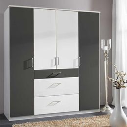 Pharao24.de Moderner Schlafzimmerkleiderschrank in Dunkelgrau & Wei&szlig; Made in Germany