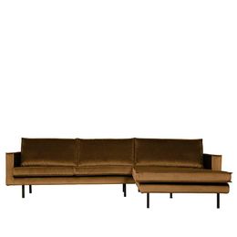 Pharao24.de Samt Ecksofa in Honigfarben 300 cm breit