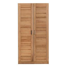 Pharao24.de Kleiderschrank in Kernbuchefarben 205 cm hoch aus Front aus Massivholz, Korpus aus Spanplatte 102x205x60 cm Pharao24