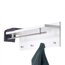 Pharao24.de Moderne Wandgarderobe in Wei&szlig; Hochglanz lackiert 4 Kleiderhaken