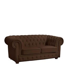 Pharao24.de Chesterfieldsofa braun aus Kunstleder zwei Sitzpl&auml;tzen