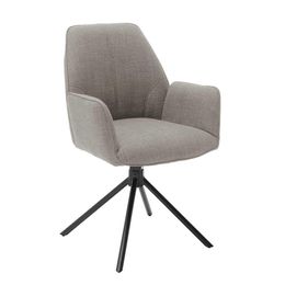 Pharao24.de Drehbare Esszimmer St&uuml;hle in Hellbraun Webstoff Armlehnen (2er Set)