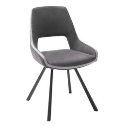 Pharao24.de Esstisch St&uuml;hle in Dunkelgrau Microfaser 50 cm Sitzh&ouml;he (2er Set)