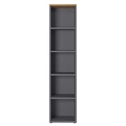 Pharao24.de Standregal in Dunkelgrau und Wildeiche Optik 45 cm breit