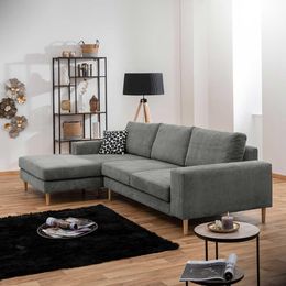 Pharao24.de Ecksofa Anthrazit mit Armlehnen Cord