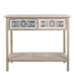 Pharao24.de Shabby Chic Konsolentisch in Holz White Wash zwei Schubladen