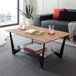 Pharao24.de Sofatisch Designercouchtisch in Schwarz und Eichefarben