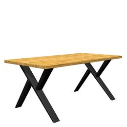 Pharao24.de Eiche Tisch mit Metallgestell in modernem Design 77 cm hoch