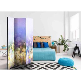 Pharao24.de Paravent mit gemalten Blumen 135 cm breit
