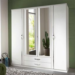 Pharao24.de Wei&szlig;er Dreht&uuml;renkleiderschrank mit Spiegelt&uuml;ren Made in Germany
