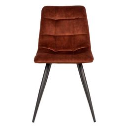 Pharao24.de Esszimmer Polsterstuhl in Rostfarben Velours Metallgestell (2er Set)