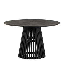 Pharao24.de Holz K&uuml;chentisch modern in Schwarz runder Tischplatte