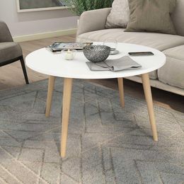Pharao24.de Skandi Stil Couchtisch mit runder Tischplatte 46 cm hoch
