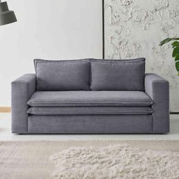 Pharao24.de Anthrazit Cord 2er Sofa in modernem Design 180 cm breit