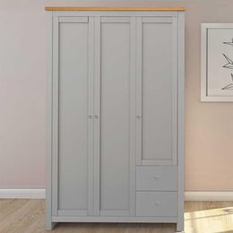 Pharao24.de Dreht&uuml;renschrank in Grau und Eiche Optik Landhaus Design