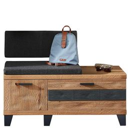 Pharao24.de Garderobe Sitzbank in Wildeiche teilmassiv mit Polster 110x79x38 cm Pharao24
