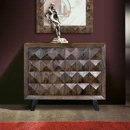 Pharao24.de Sideboard Kommode Holz mit zwei Schubladen und Metallgriffen