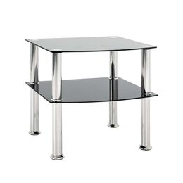 Pharao24.de Glas Beistelltisch in Schwarz Edelstahl