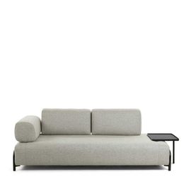 Pharao24.de Zweier Sofa in Beige Stoff abnehmbarerem Stecktisch