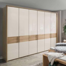 Pharao24.de Dreht&uuml;ren Kleiderschrank in Beige Glas beschichtet 6-t&uuml;rig